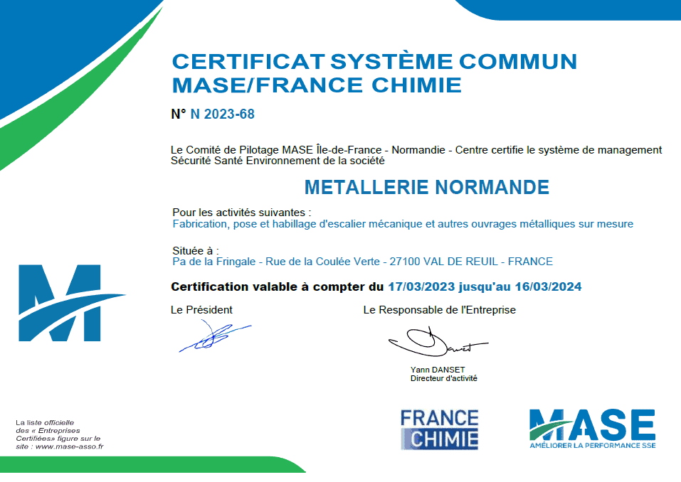 Nos certifications MASE et ISO 9001